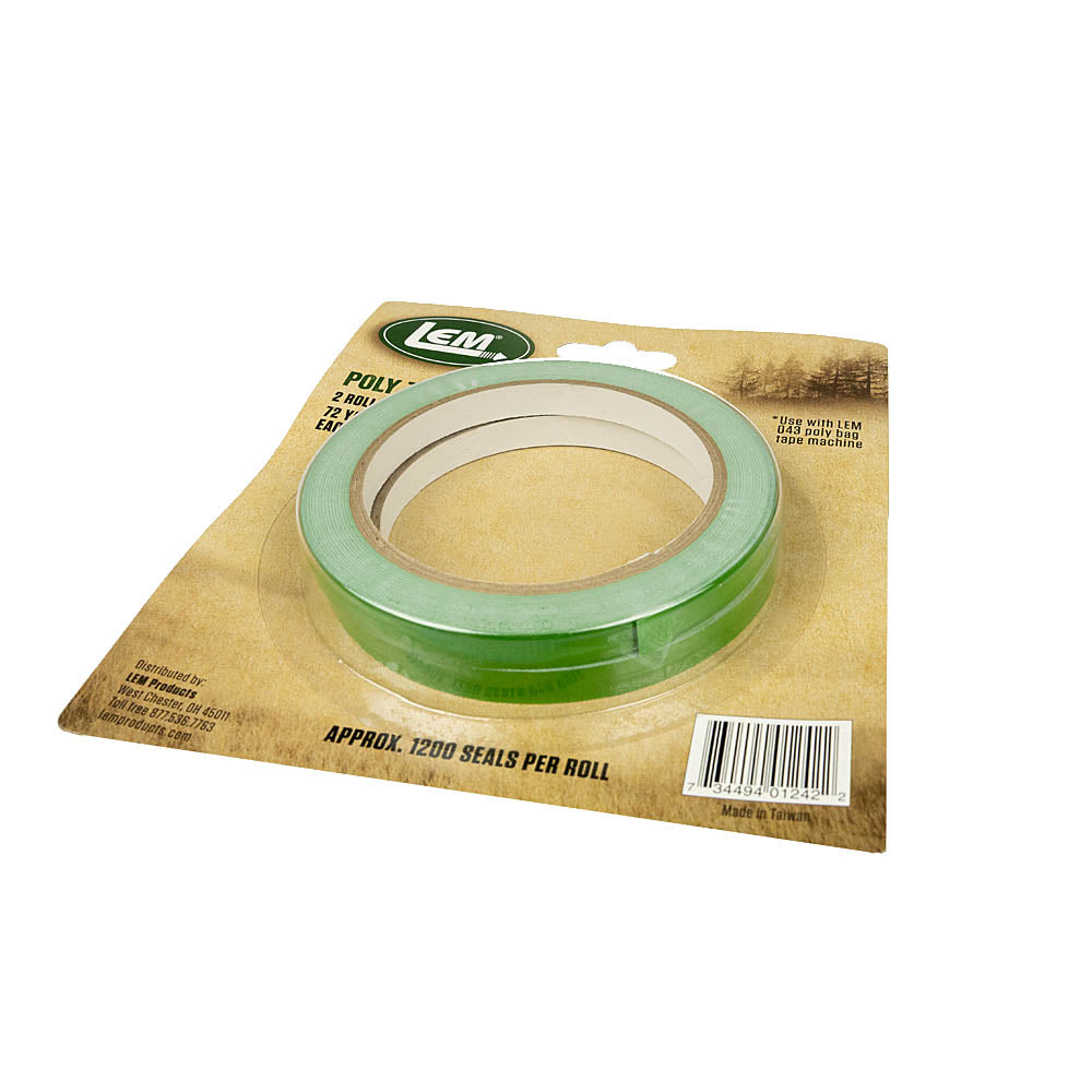 LEM Poly Bag Sealer Tape 3 8 X 72 Yards 2 Pack Green 1200 Seals Per lem-poly-bag-sealer-tape-3-8-x-72-yards-2-pack-green-1200-seals-per