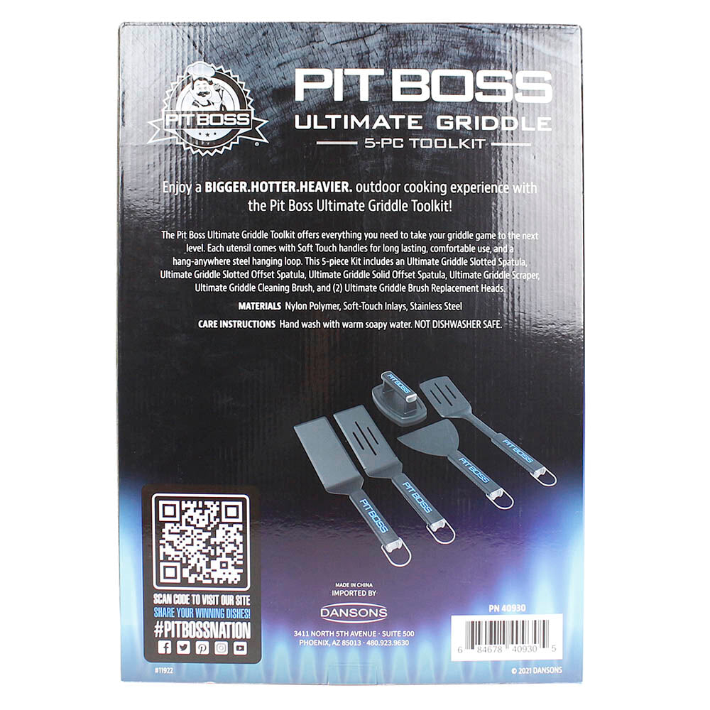 Pit Boss Ultimate Griddle 5 Piece Tool Kit with Spatulas Scraper and B ...