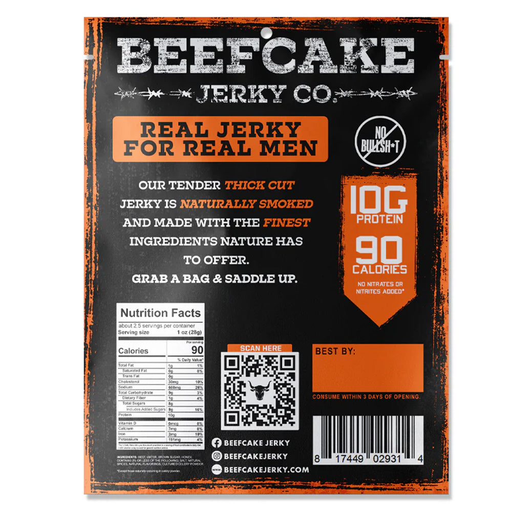 Beefcake Jerky Co Beef Hot & Spicy Jerky 2.7oz 9g Protein 100 Calories ...