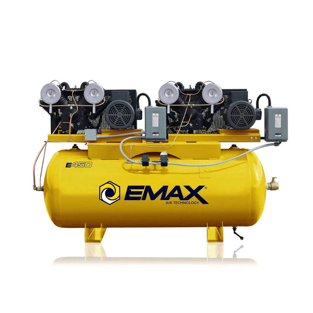 EMAX 20 HP 3 Phase 120 Gallon Horizontal Duplex Mounted 460V 115 CFM S ...