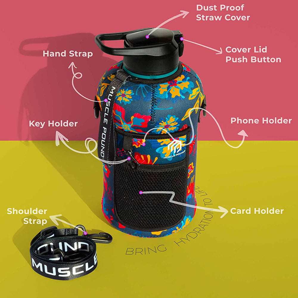 Muscle Pound Half Gallon Jug Covered Straw Lid With Sleeve BPA Free 75 ...