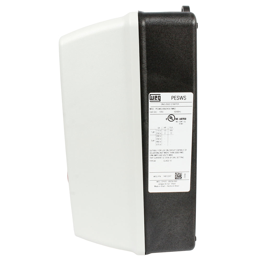 WEG 1/3 HP 1 Phase Magnetic Starter NEMA 4X 115V 9 Amp PESWS-B9V24EX-R ...