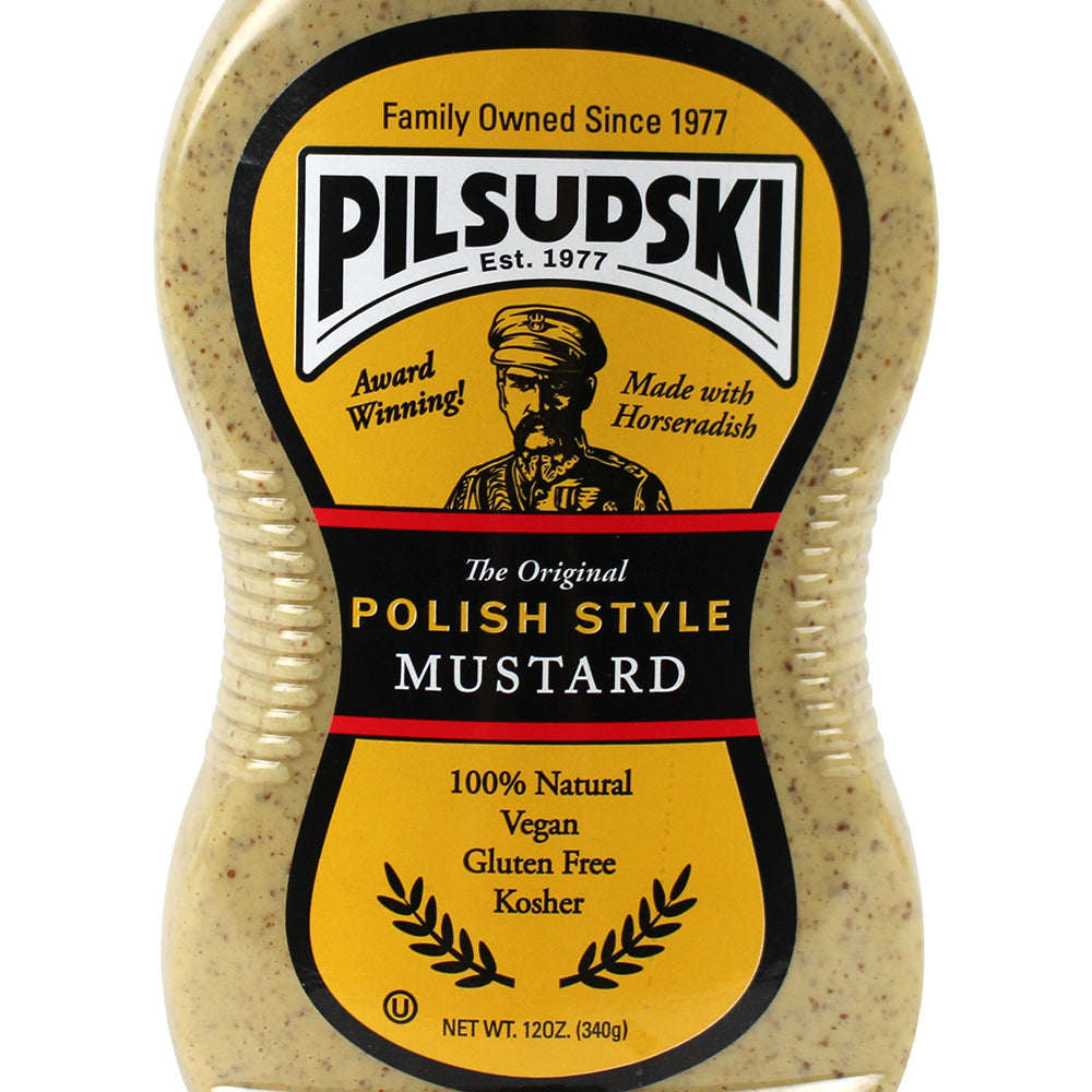 Pilsudski Polish Style Mustard 12 oz with Horseradish Vegan Gluten Fre ...