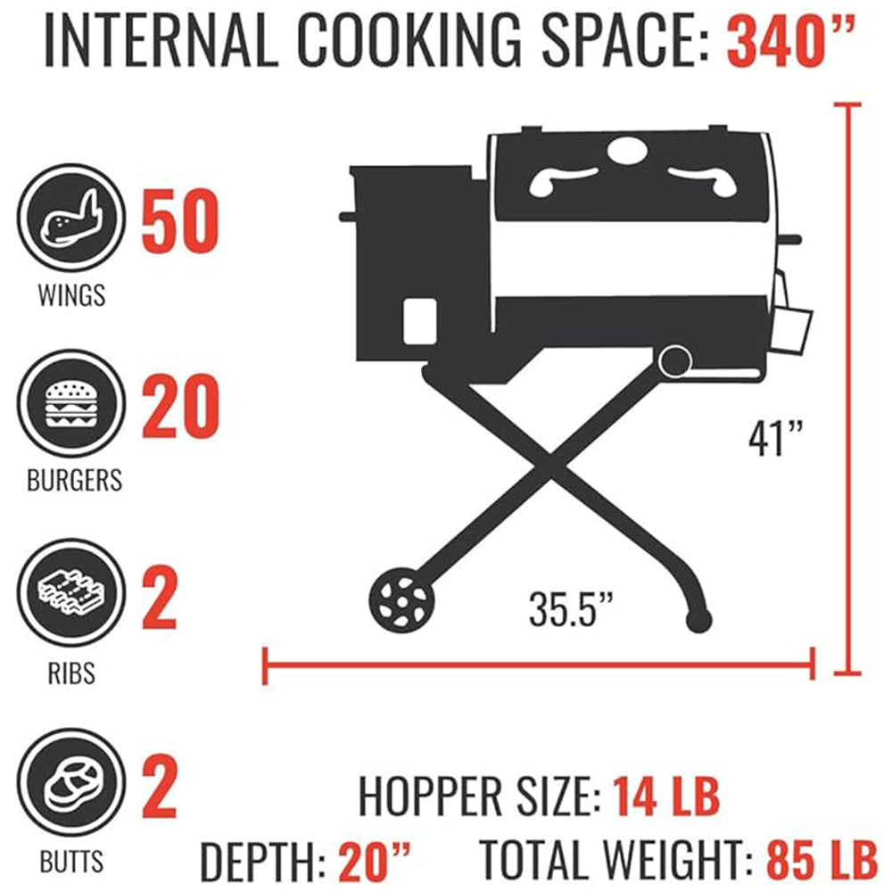 Recteq The Road Warrior 340P Portable Pellet Grill 340 Sq. Inch RT340P ...