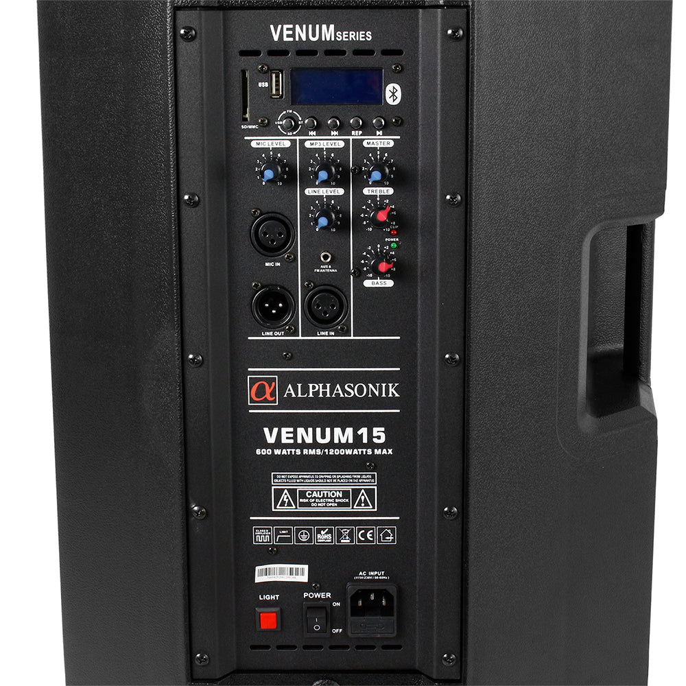 Alphasonik VENUM15 Amplified Pro DJ Speaker 600 Watt RMS 15 Inch With ...