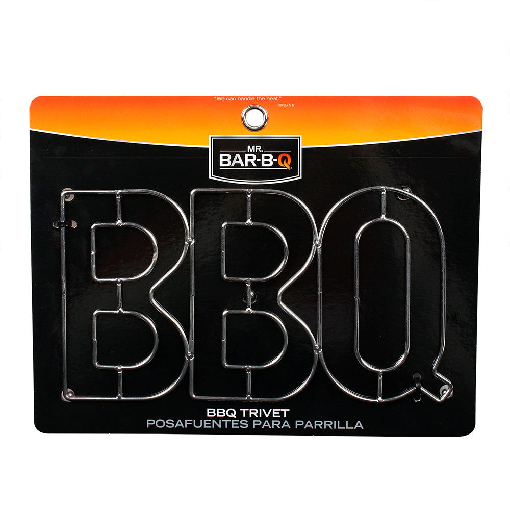 Mr. Bar-B-Q "BBQ" Trivet Metal Silver Finish For Indoor And Outdoor Co ...